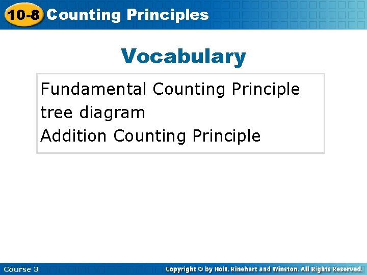 10 8 Counting Principles Warm Up Problem of