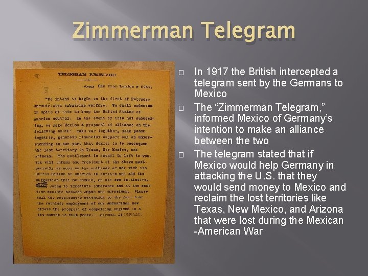 WORLD WAR I World War I begins in