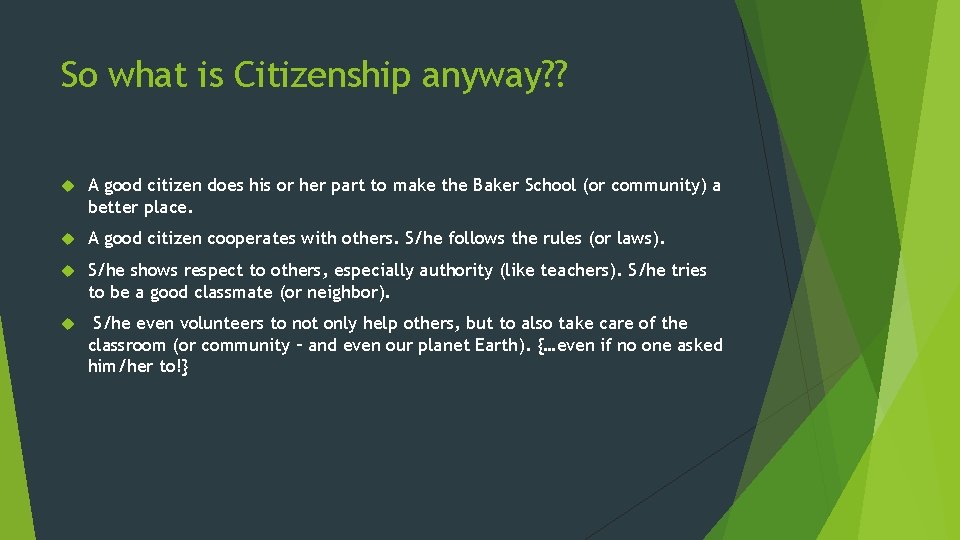 Citizen of the Month Program Mary E Baker
