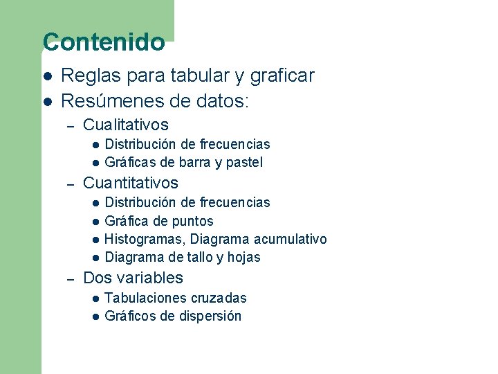 Tabulacin y representacin grfica de datos cualitativos y