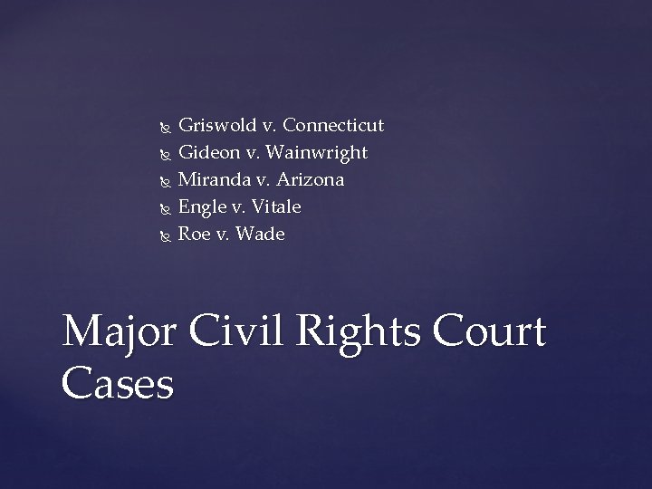 Grab each court case Answer the questions pertaining