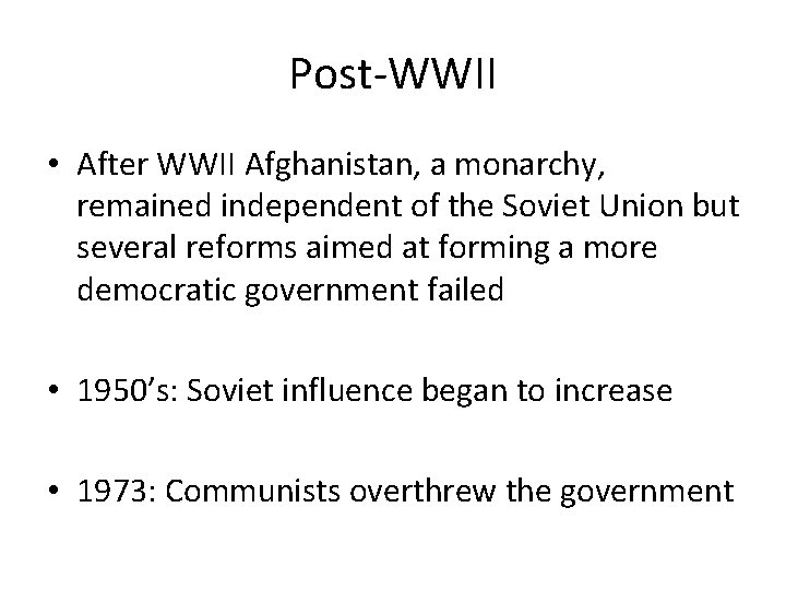 Afghanistan Unit Objective To understand the history of