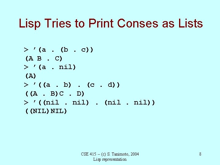 Lisp Representation Of Data Atoms Symbols Numbers Functions