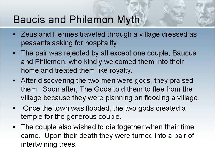 Hermes and Baucis Zeus and Philemon Myth By