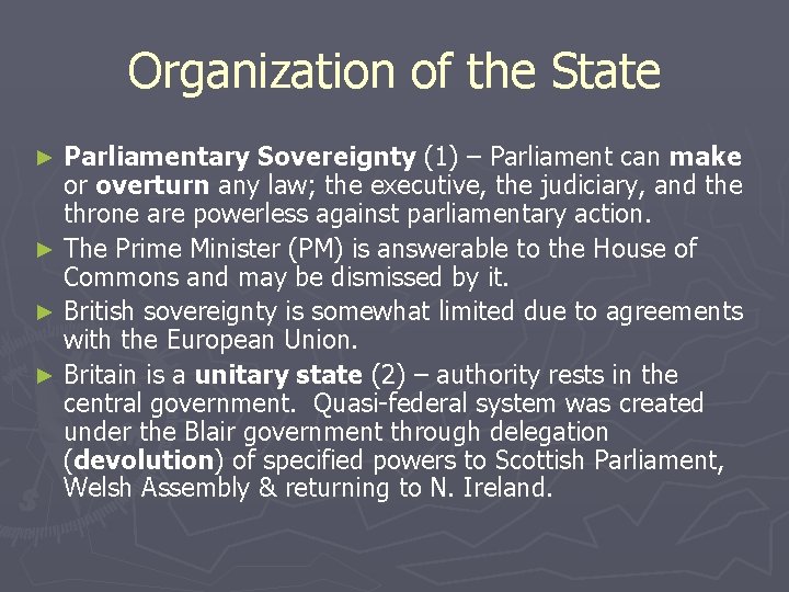 Britains Government PolicyMaking Section 3 AP Comparative Government