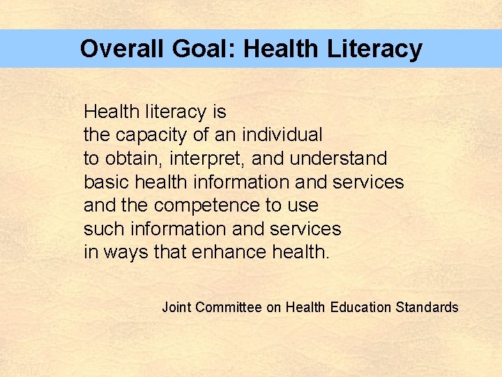 Health Education Assessment Project Developing Performance Tasks Objectives