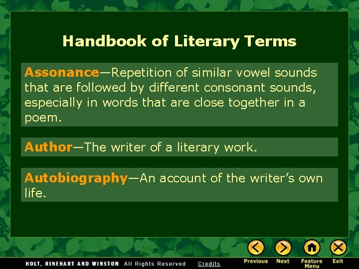 Handbook of Literary Terms A B C D