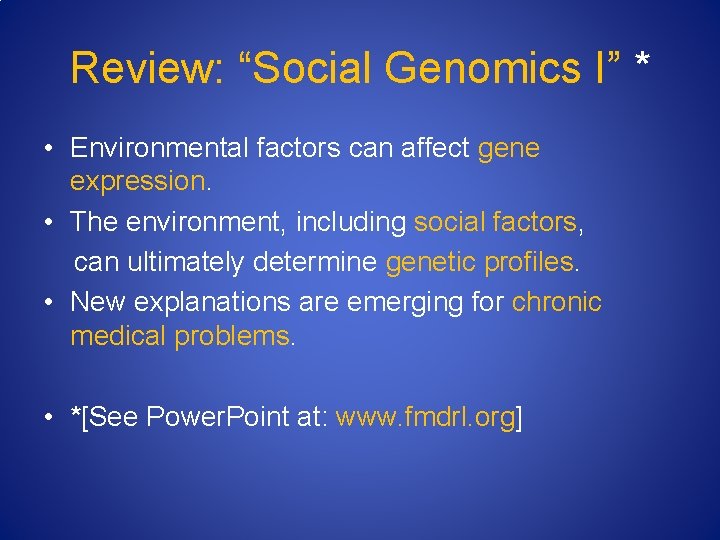 Social Genomics II Air Pollution and the Brain