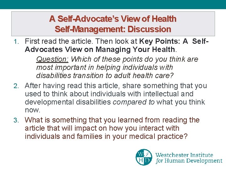 Session on CARING FOR PATIENTS WITH DISABILITIES for