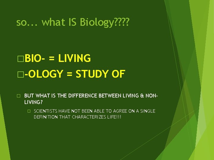 Characteristics of Living Things Biology Objectives Be able