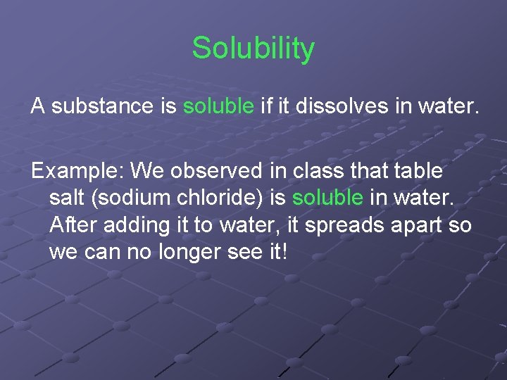 Important Vocabulary Words for Mixtures and Solutions Solubility