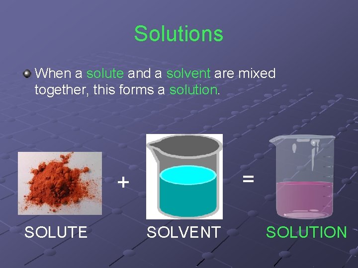 Important Vocabulary Words for Mixtures and Solutions Solubility