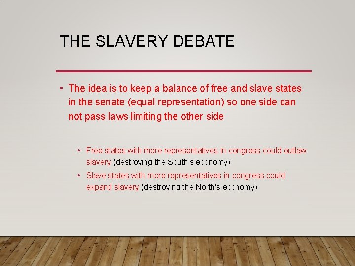 THE SLAVERY DEBATE GROWING SECTIONALISM WARMUP Pick up