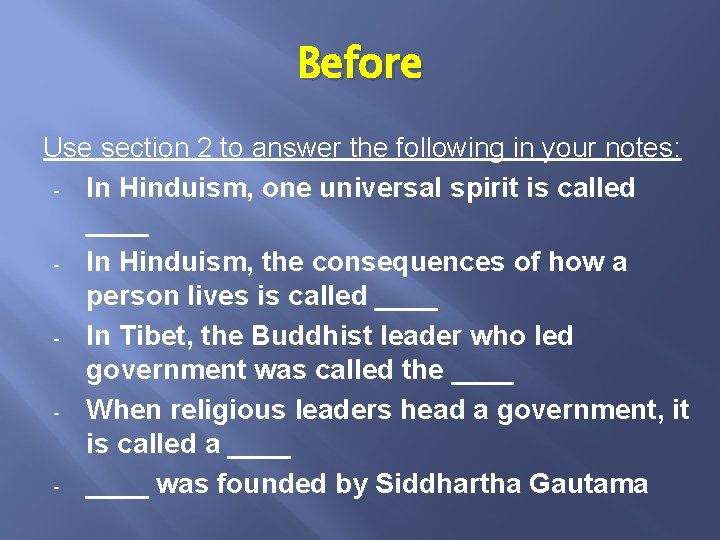 HINDUISM AND BUDDHISM Coach Crews World History TURN