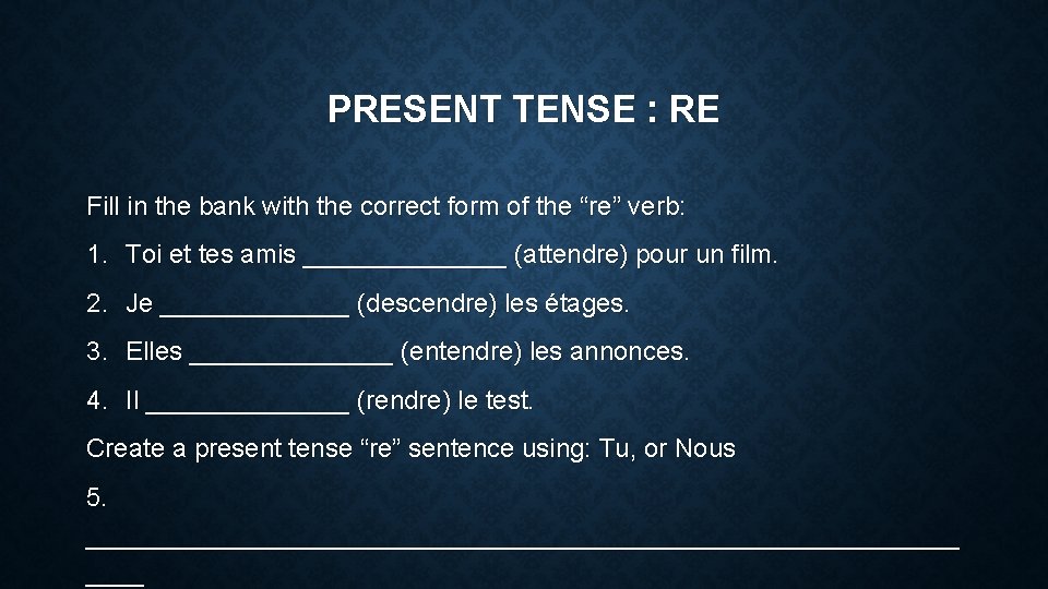 PRESENT TENSE Regular and Irregular verbs PRESENT TENSE