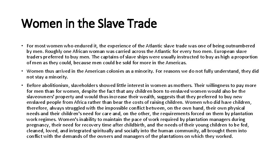 Black Women in the Slave Trade Era Background