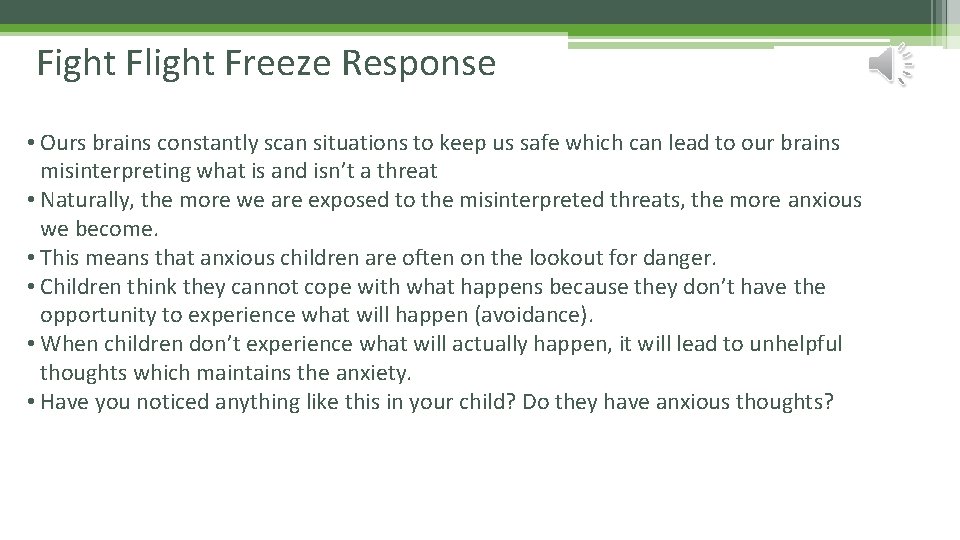 Information for your childs anxiety Going back to