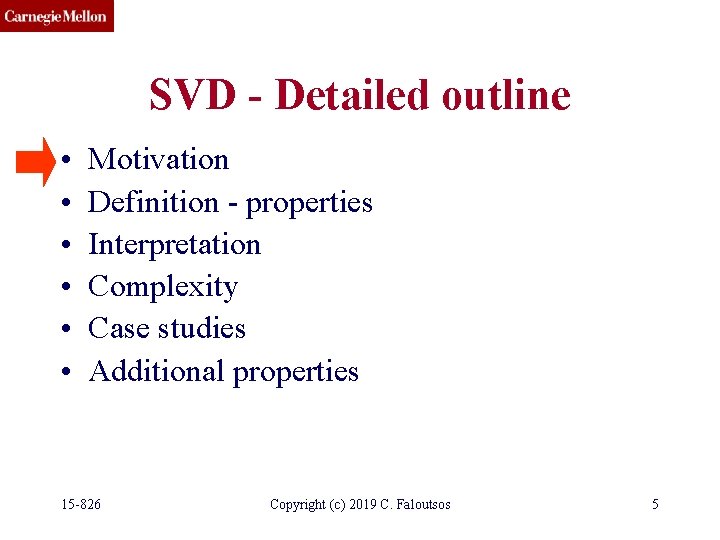 15 826 Multimedia Databases and Data Mining Lecture