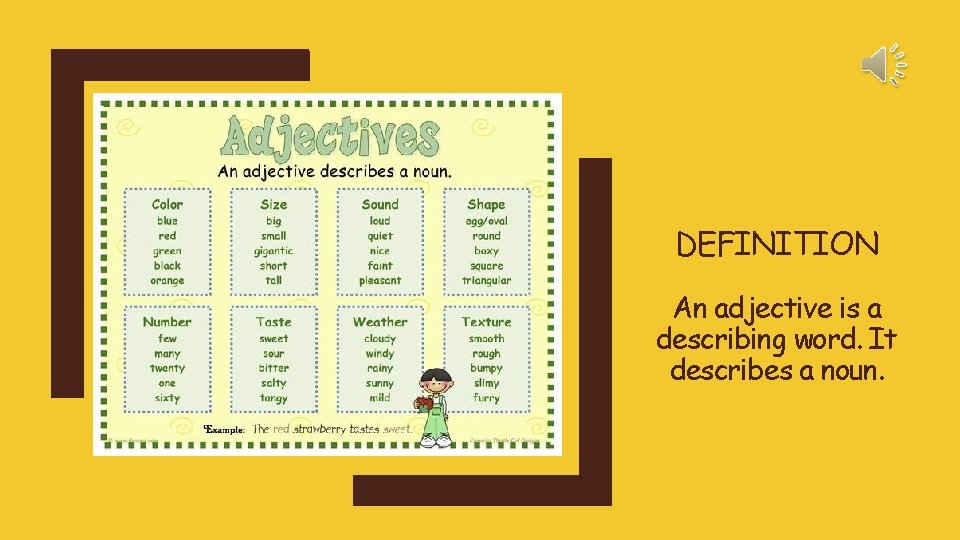ADJECTIVES Learning Objective Be able to correctly identify