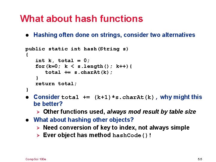 Hashing Log 10100 is a big number l