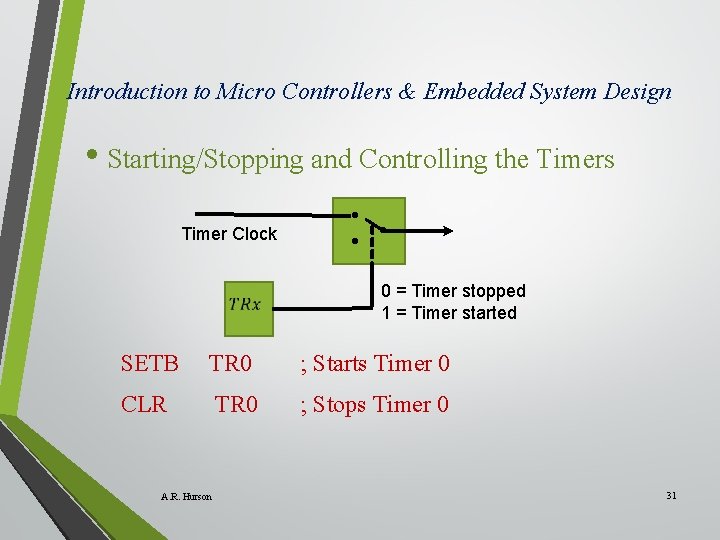 Introduction to Micro Controllers Embedded System Design Timer
