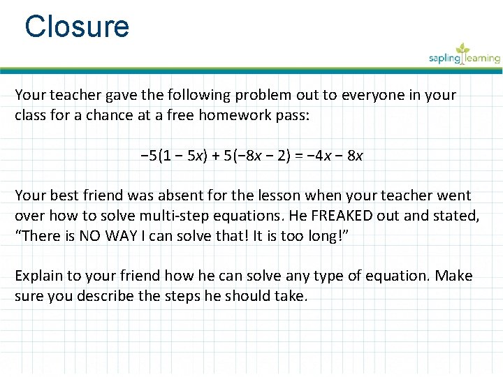 Bell Work How to Identify Multistep Equations Some