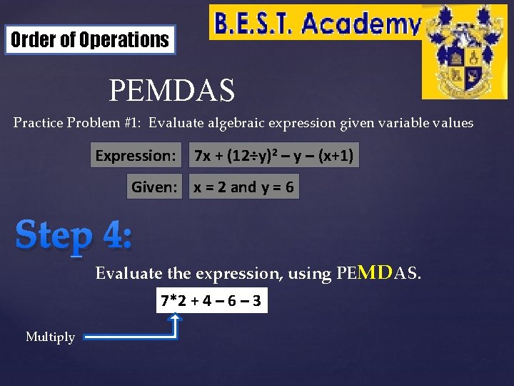 61511 Lesson 3 Evaluate algebraic expressions given variable