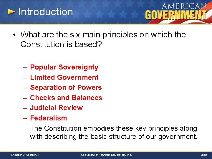 Chapter 3 The Constitution Section 1 Objectives 1