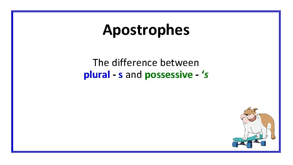 Apostrophes 1 The difference between plural s and