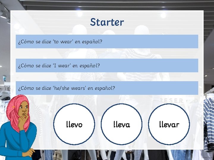 La ropa Learning Objective To understand confidently use