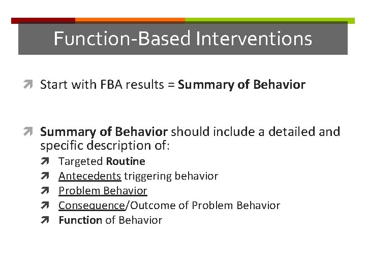 Behavior Classroom Management Week 9 FunctionBased Interventions ...