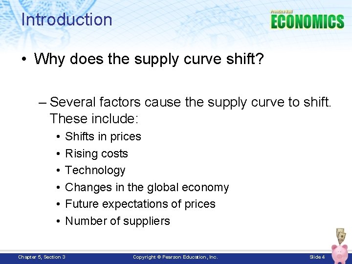 Chapter 5 Supply Section 3 Objectives 1 Explain