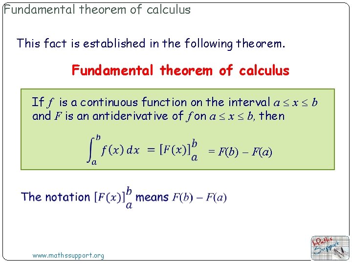 16 December 2021 The fundamental Theorem of Calculus