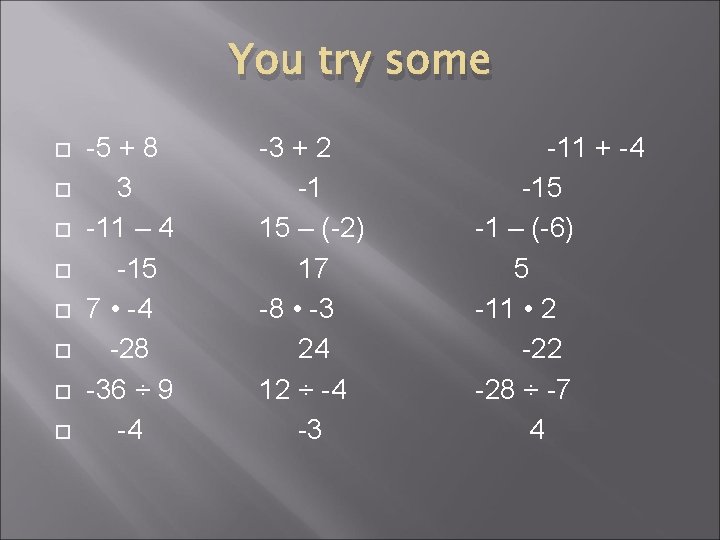 ADDING SUBTRACTING MULTIPLYING AND DIVIDING INTEGERS NO CALCULATORS