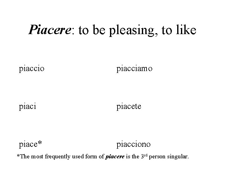 Italiano Il verbo piacere Whats the deal with