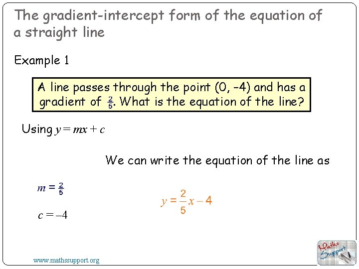 16 December 2021 The gradientintercept form of the