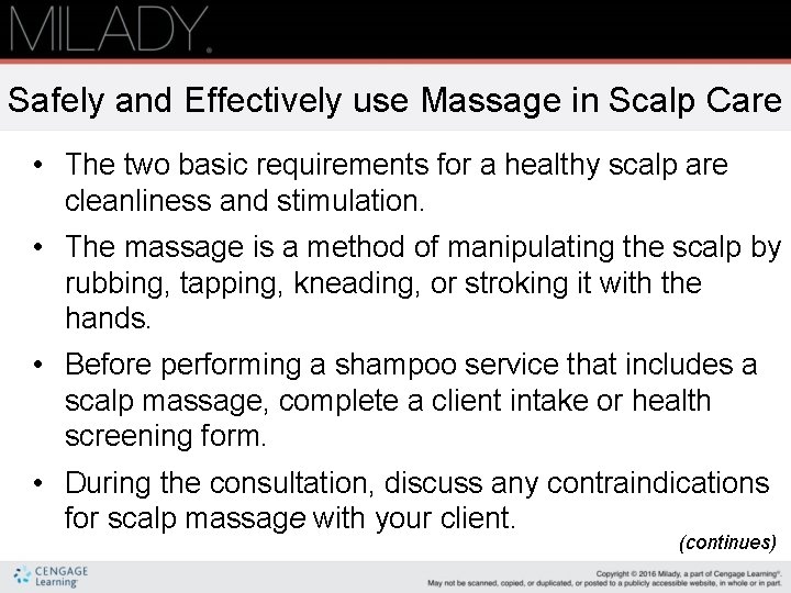 Chapter 15 Scalp Care Shampooing Conditioning Learning Objectives