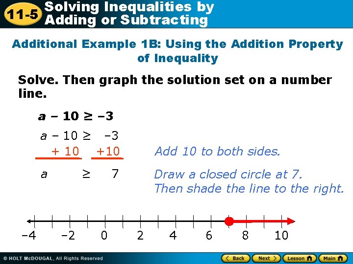 Solving Inequalities by 11 5 Adding or Subtracting