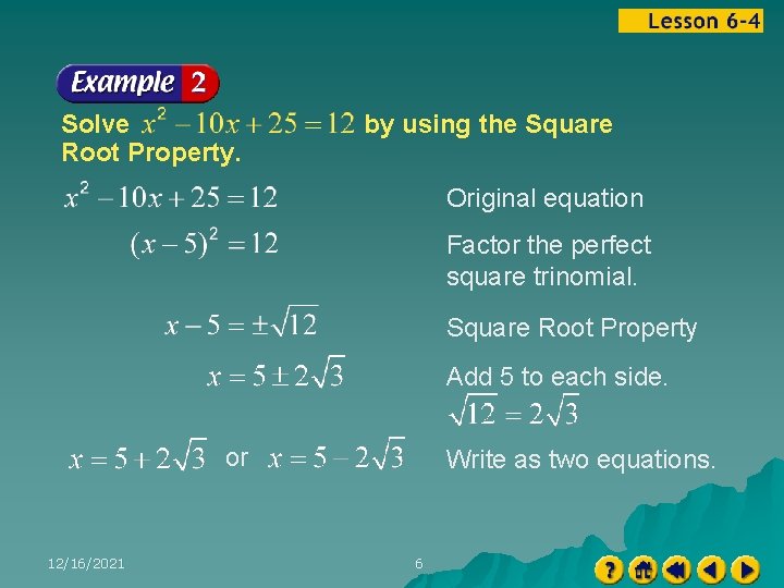 Algebra II Mr Gilbert Chapter 6 4 Completing