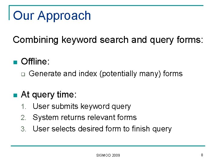Combining Keyword Search and Forms for Ad Hoc