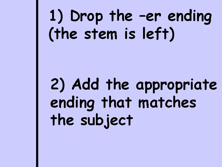 Regular er and ir verbs ER verbs are