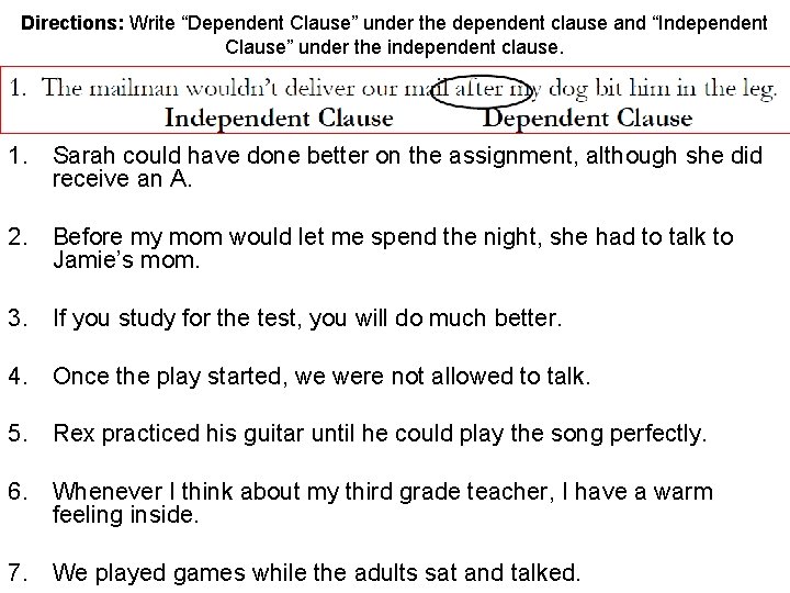 More handouts on complex sentences Sentences Before I