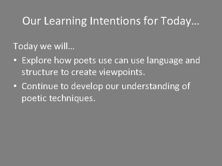 Hyena by Edwin Morgan Our Learning Intentions for
