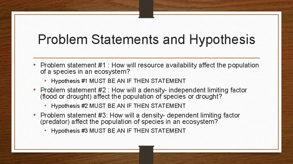 Limiting Factors Lab Understanding population dynamics Purpose of