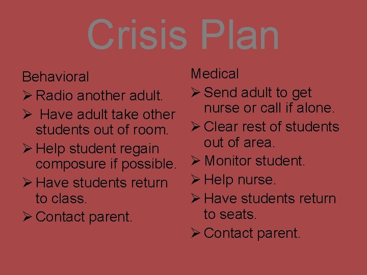 Behavior Management Plan The statement of purpose Our