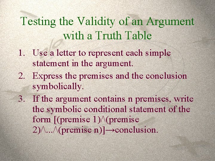 Thinking Mathematically Arguments and Truth Tables Definition of