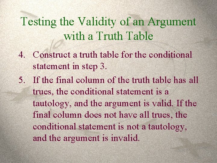 Thinking Mathematically Arguments and Truth Tables Definition of