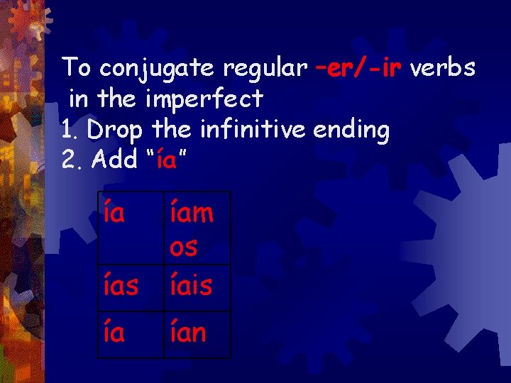 El Imperfecto de los verbos 1 Talking about