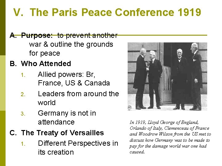 The Legacy of the War I Background Terminology