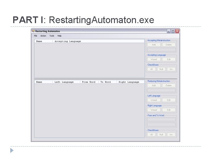 Learning Restricted Restarting Automata Presentation for the ABCD
